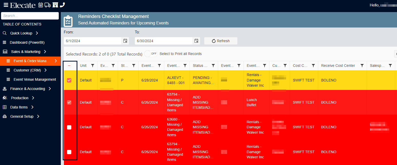 Reminders Checklist Management.